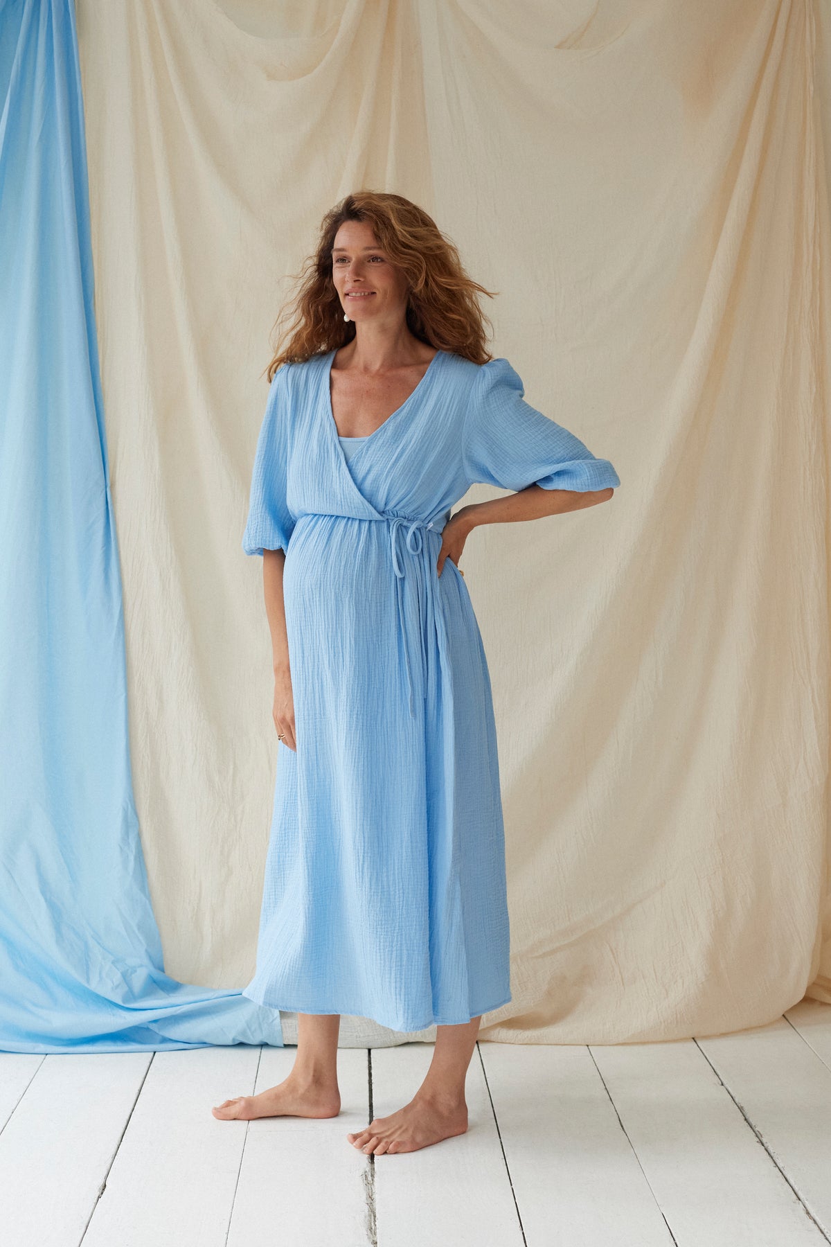 Pregnancy dress in blue | ATELIER MELON: Pregnancy wear, reinvented. | Atelier Melon